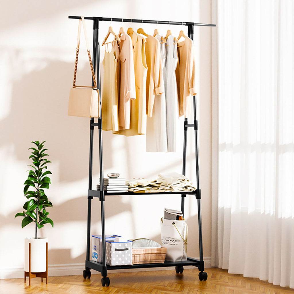 SOGA 2-in-1 Organiser Clothes Shoe Rack Space-Saving Triangular Storag ...