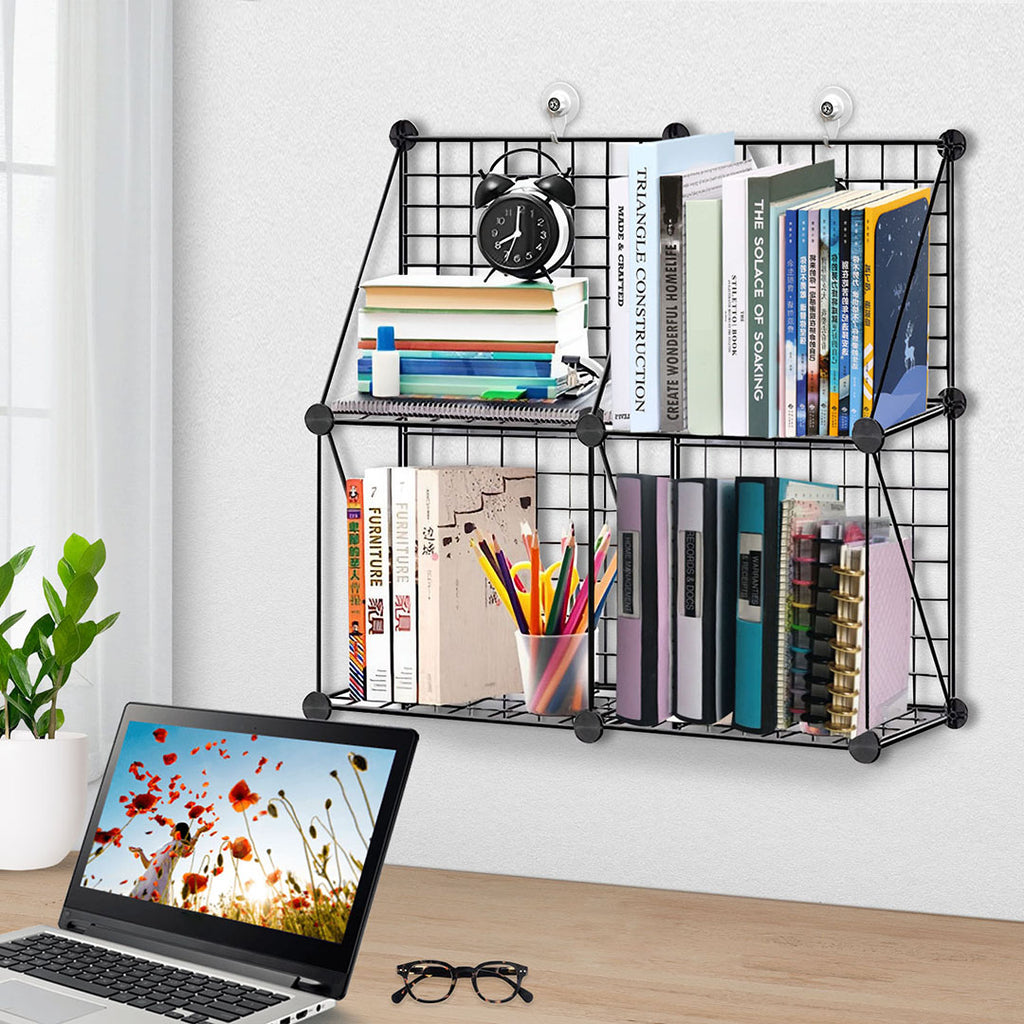 SOGA Black Portable 4-Cube 2 Column Storage Organiser Foldable DIY Mod ...