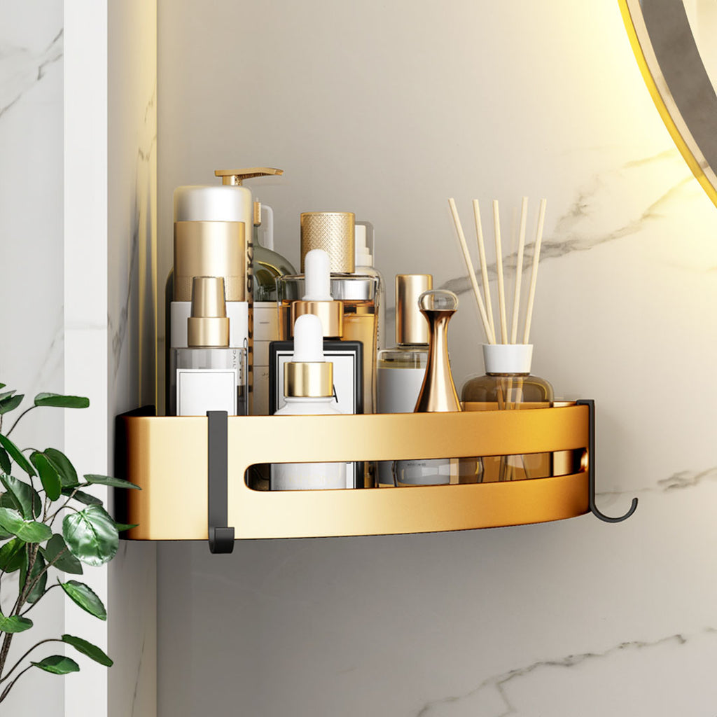 SOGA Gold Wall-Mounted Triangular Bathroom Storage Corner Vanity Organ ...