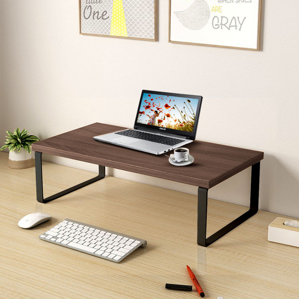 SOGA 2X 50cm Black Computer Monitor Elevated Stand Desktop Support Sta ...