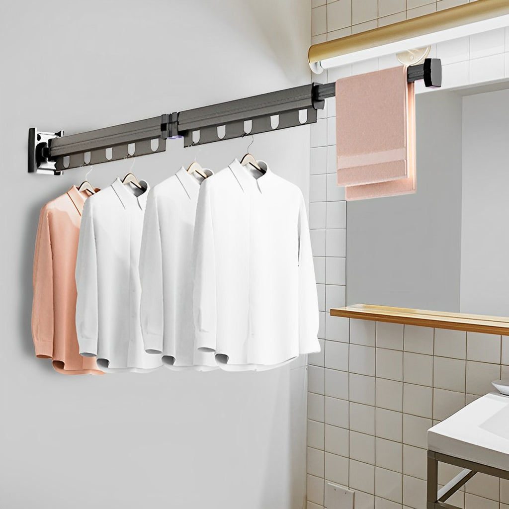 SOGA 93.2cm Suction-Mounted Retractable Clothing Drying Rack – heysNZ