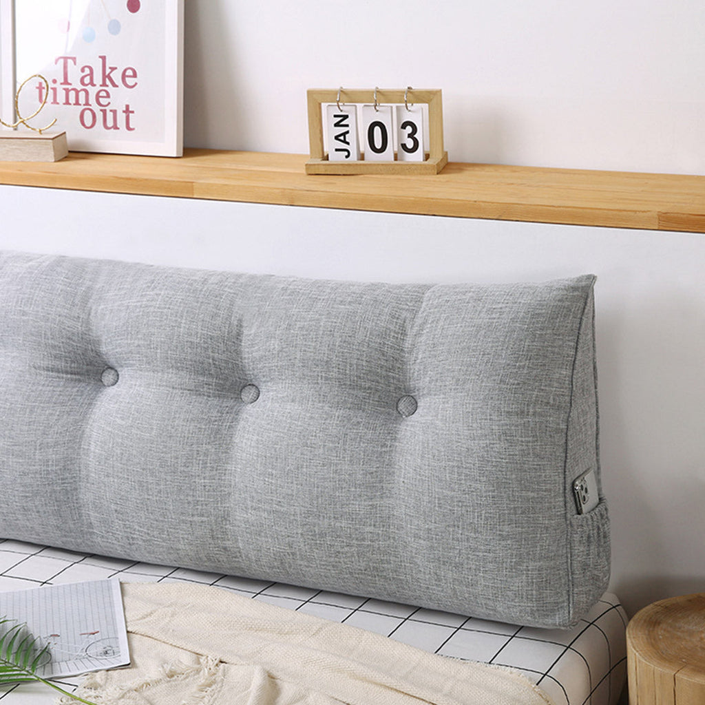 SOGA 150cm Silver Triangular Wedge Bed Pillow Headboard Backrest Bedsi ...